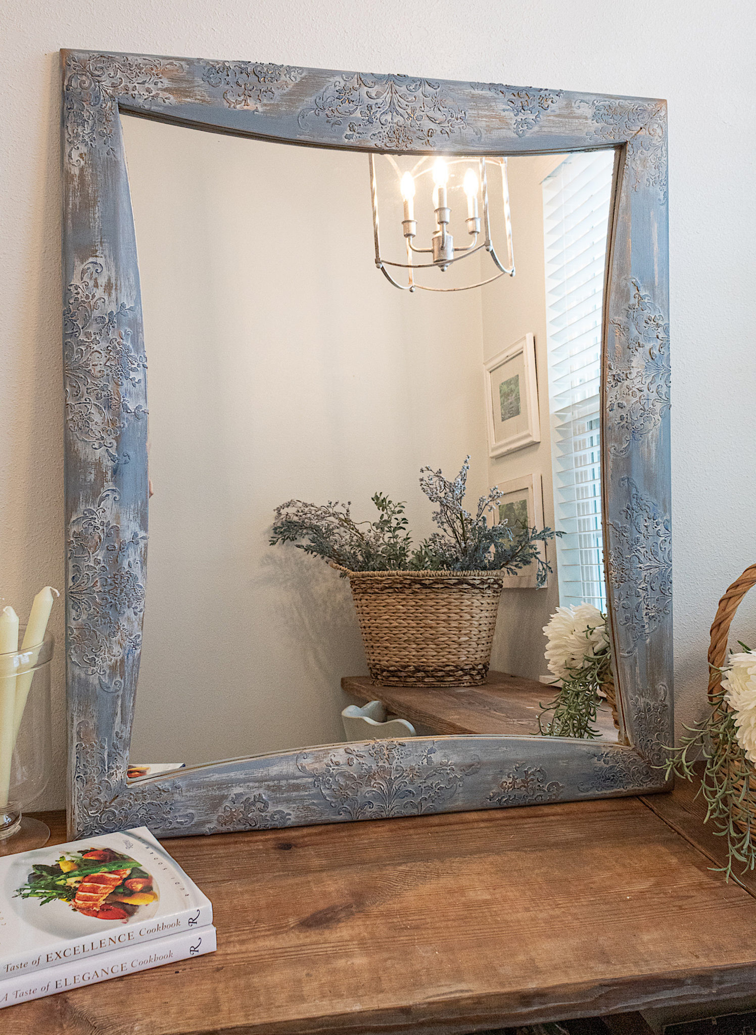Distressed Ornate Mirror-Working With Raised Stencils – Nooks In Bloom