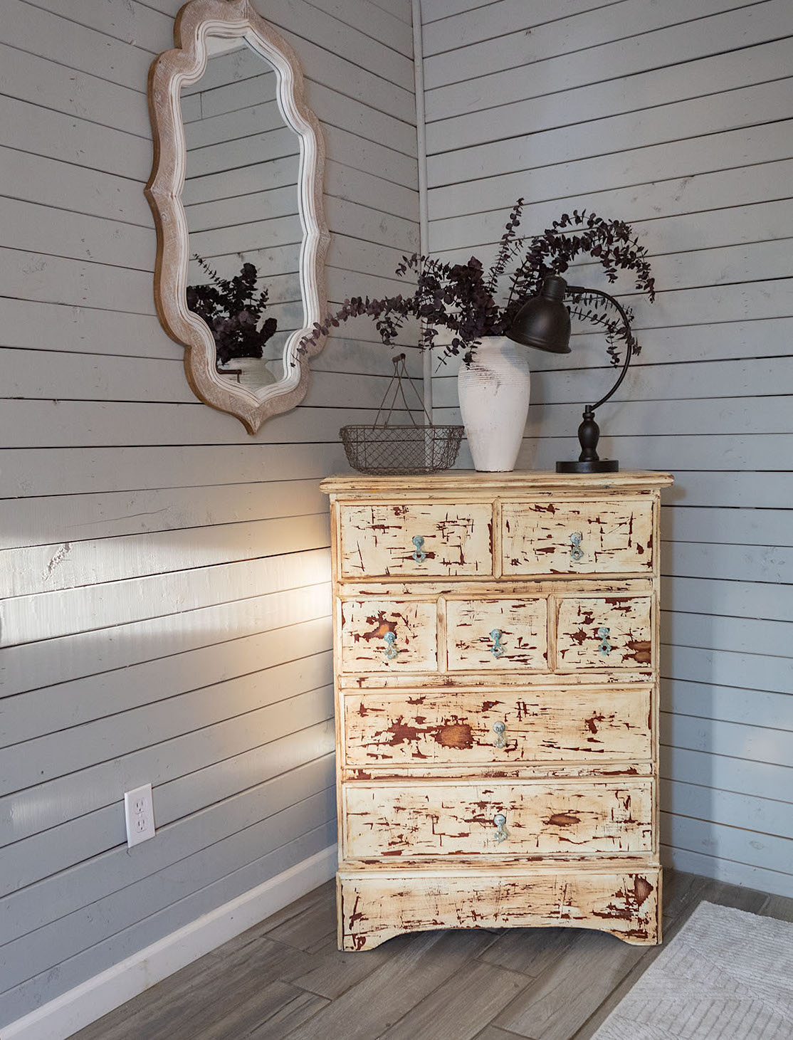 French Cottage Inspired Basement Bedroom | Decorating A Dark Space ...